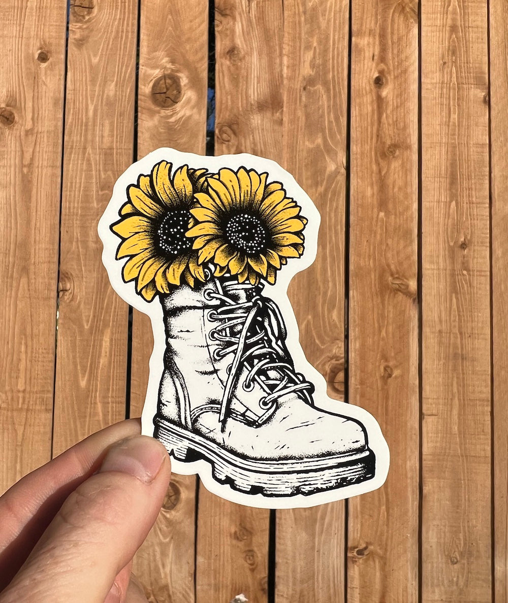 Boot & Flowers Sticker – Sticker Art